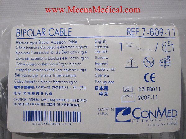 ConMed Bipolar Cable REF 7-809-11 - New