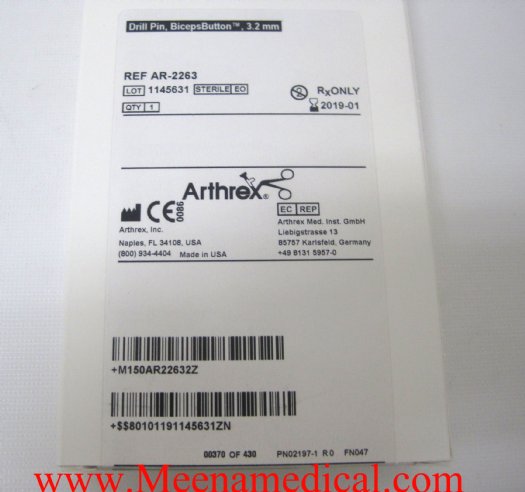 Arthrex BicepsButton Drill Pin 3.2mm- NEW