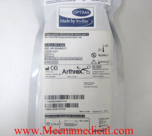 Arthrex Suture Anchor BioComposite SwiveLock C, W/ Closed Eyelet and ...