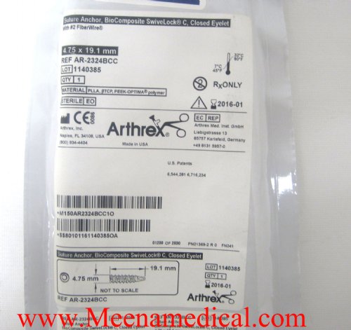 Arthrex Suture Anchor BioComposite SwiveLock C, W/ Closed Eyelet (AR ...