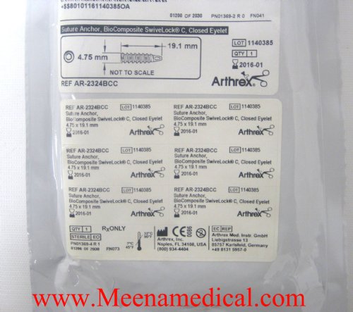 Arthrex Suture Anchor BioComposite SwiveLock C, W/ Closed Eyelet (AR ...