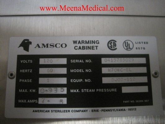 Amsco M70wc El Dual Chamber Warming Cabinet Preowned In Good Condition