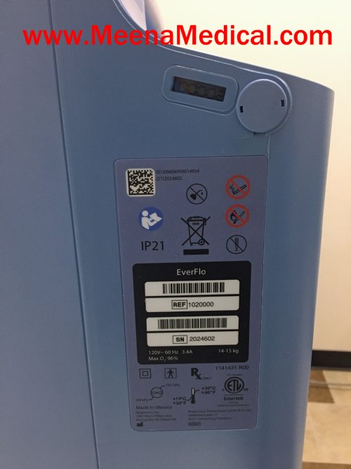New Respironics Everflo Oxygen Concentrator Model 1020000